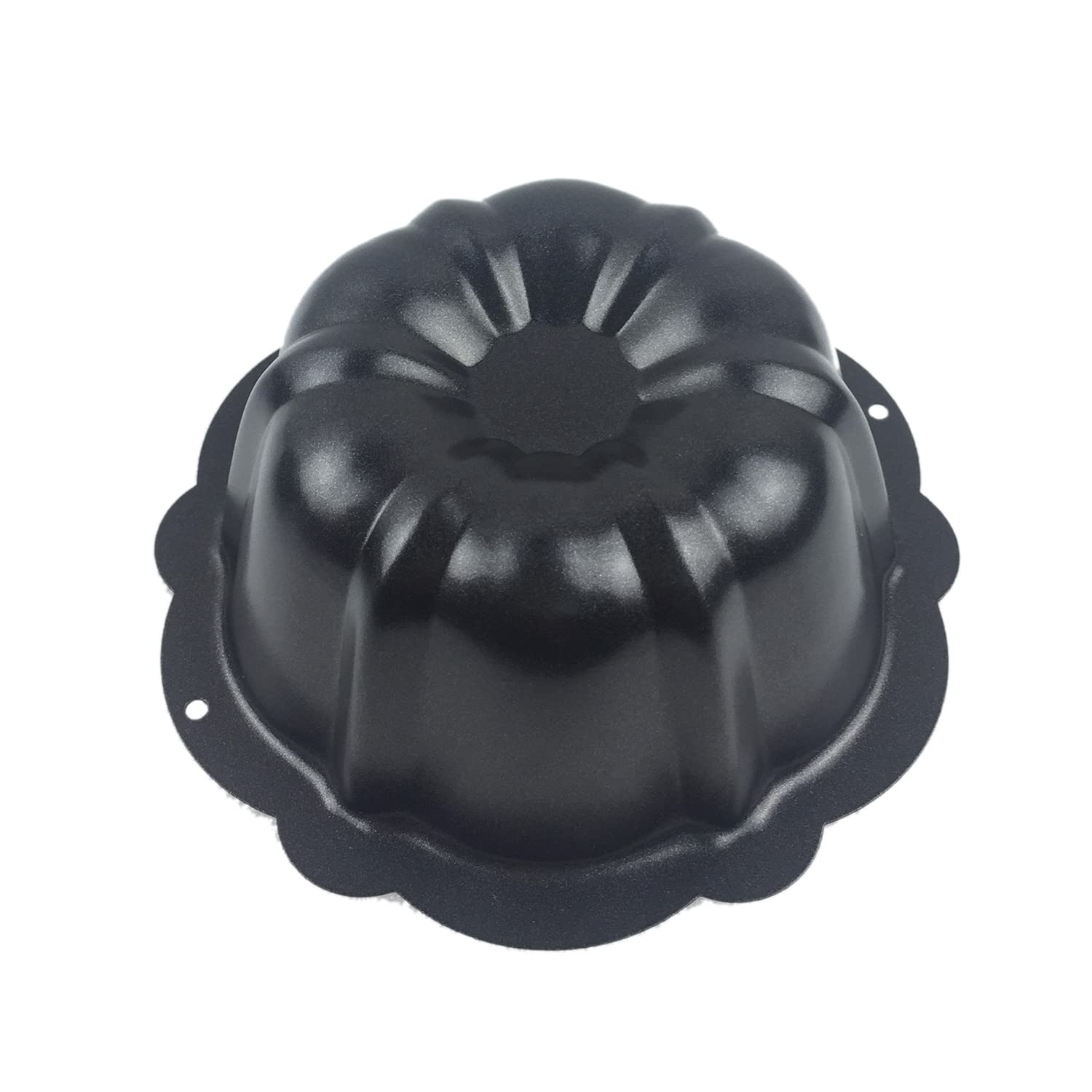 LoveDeal 4 Inch Nonstick Mini Bundt Cake Pan, Set of 4 for Baking, Carbon Steel Fluted Cake Pans, Metal Round Pumpkin Shaped Cake Mould for Cupcake, Muffin, Brownie, Pudding - Black