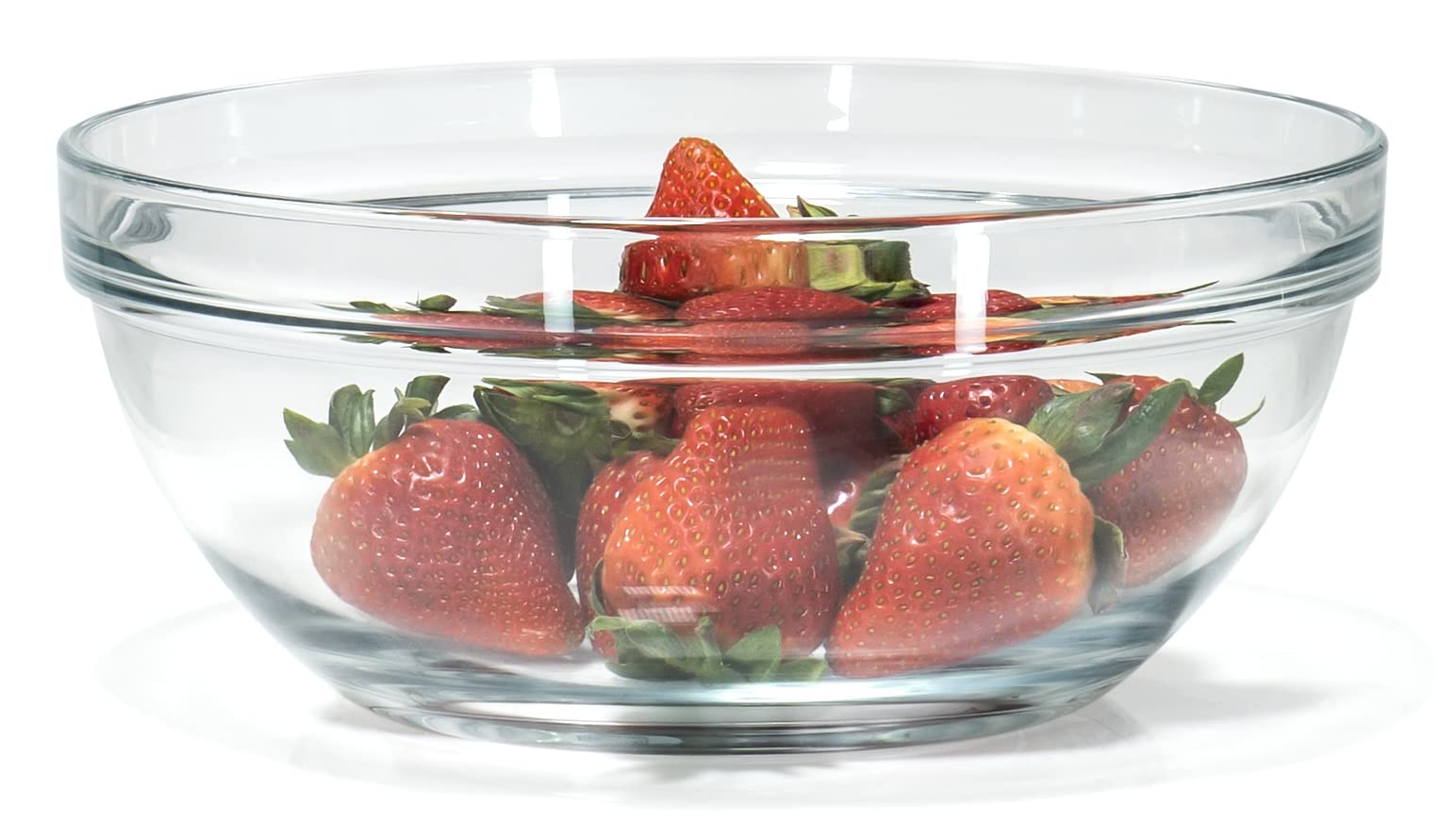 Red Co. 4.2 Quart Fully Tempered Clear Glass Mixing Bowl with Safety Rim, Large