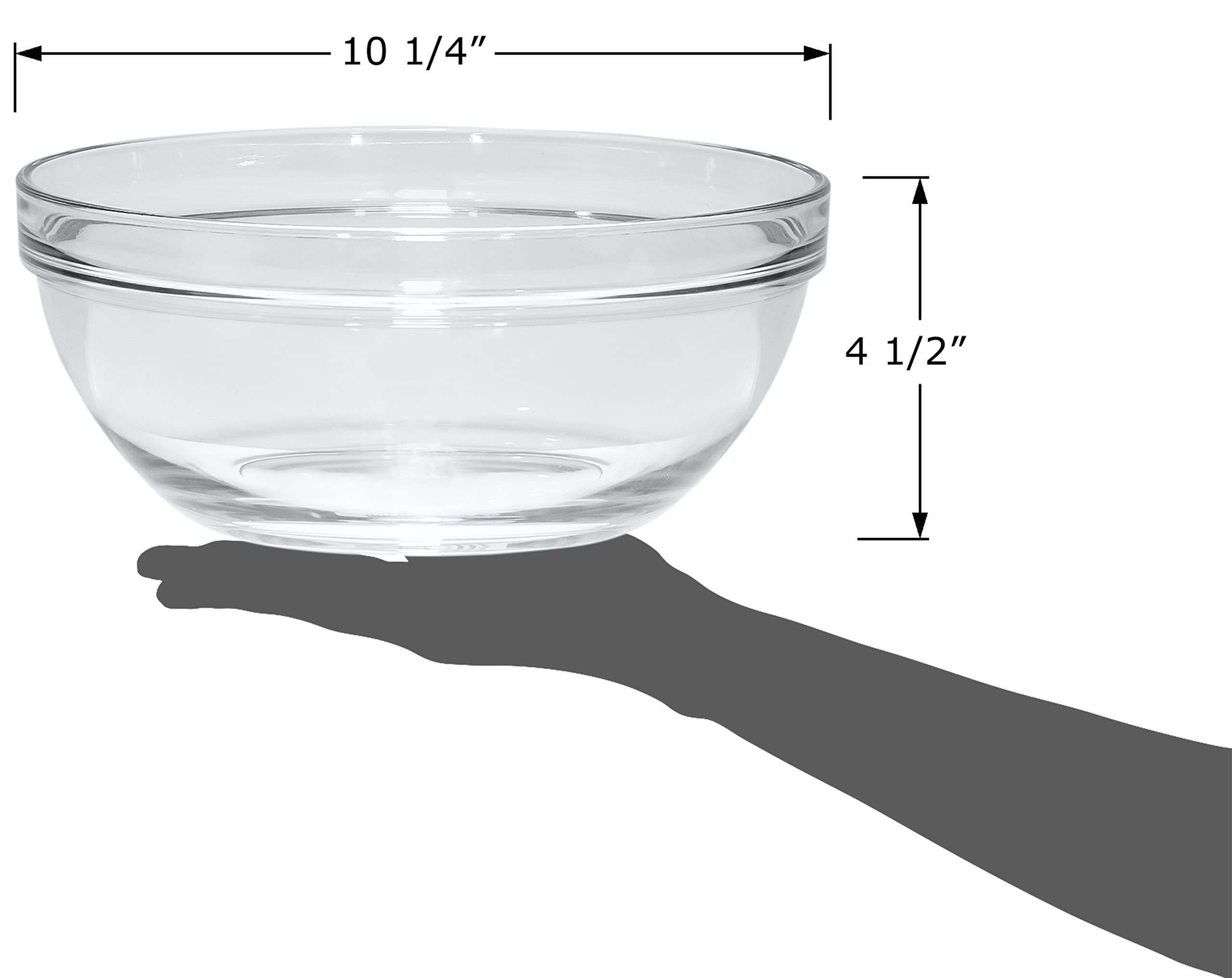 Red Co. 4.2 Quart Fully Tempered Clear Glass Mixing Bowl with Safety Rim, Large