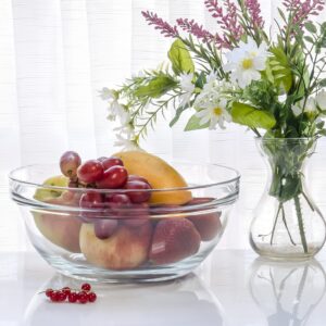 Red Co. 4.2 Quart Fully Tempered Clear Glass Mixing Bowl with Safety Rim, Large