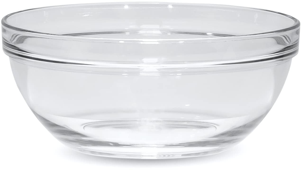 Red Co. 4.2 Quart Fully Tempered Clear Glass Mixing Bowl with Safety Rim, Large