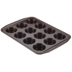 circulon nonstick bakeware 12-cup muffin tin, brown, steel