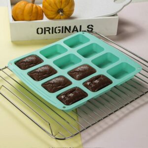 Webake Brownie Pan Silicone Mini Loaf Pan, Rectangular Bar Mold For Cornbread, Soap, Candy, Bread Baking, Butter, Granola Snacks, Keto Fat Bomb and Energy Bar(LFGB Standard)