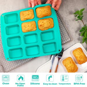 Webake Brownie Pan Silicone Mini Loaf Pan, Rectangular Bar Mold For Cornbread, Soap, Candy, Bread Baking, Butter, Granola Snacks, Keto Fat Bomb and Energy Bar(LFGB Standard)