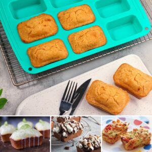 Webake Brownie Pan Silicone Mini Loaf Pan, Rectangular Bar Mold For Cornbread, Soap, Candy, Bread Baking, Butter, Granola Snacks, Keto Fat Bomb and Energy Bar(LFGB Standard)