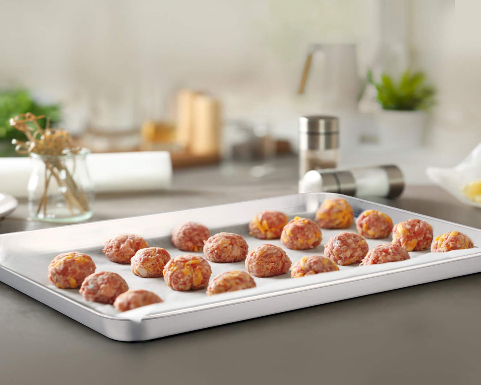 TeamFar Baking Sheet, 20’’×14’’×1’’, Cookie Sheet Half Sheet Baking Pans Stainless Steel, Non Toxic & Healthy, Heavy Duty & Thick Gauge, Mirror Finish & Dishwasher Safe - 2 Piece