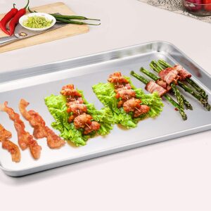 TeamFar Baking Sheet, 20’’×14’’×1’’, Cookie Sheet Half Sheet Baking Pans Stainless Steel, Non Toxic & Healthy, Heavy Duty & Thick Gauge, Mirror Finish & Dishwasher Safe - 2 Piece