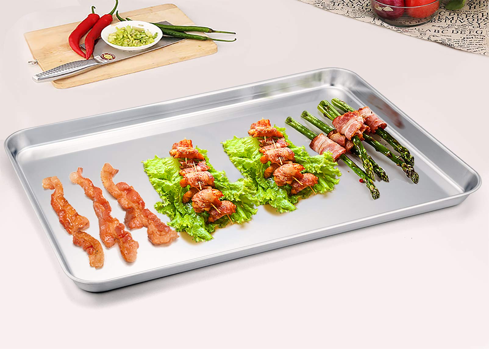 TeamFar Baking Sheet, 20’’×14’’×1’’, Cookie Sheet Half Sheet Baking Pans Stainless Steel, Non Toxic & Healthy, Heavy Duty & Thick Gauge, Mirror Finish & Dishwasher Safe - 2 Piece