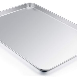 TeamFar Baking Sheet, 20’’×14’’×1’’, Cookie Sheet Half Sheet Baking Pans Stainless Steel, Non Toxic & Healthy, Heavy Duty & Thick Gauge, Mirror Finish & Dishwasher Safe - 2 Piece