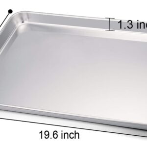 TeamFar Baking Sheet, 20’’×14’’×1’’, Cookie Sheet Half Sheet Baking Pans Stainless Steel, Non Toxic & Healthy, Heavy Duty & Thick Gauge, Mirror Finish & Dishwasher Safe - 2 Piece