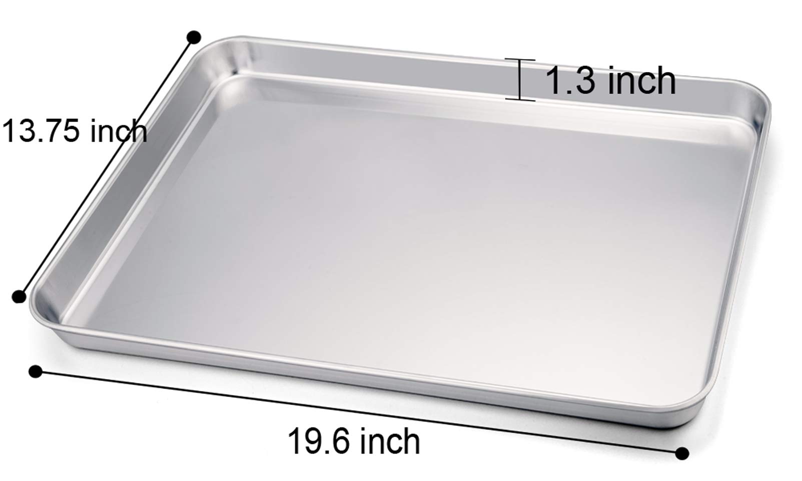 TeamFar Baking Sheet, 20’’×14’’×1’’, Cookie Sheet Half Sheet Baking Pans Stainless Steel, Non Toxic & Healthy, Heavy Duty & Thick Gauge, Mirror Finish & Dishwasher Safe - 2 Piece