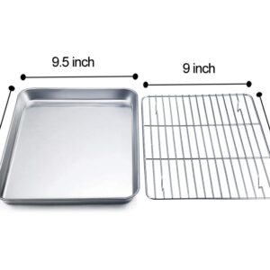 TeamFar Baking Tray and Rack Set, Stainless Steel Baking Pan Cookie Sheet with Cooling Rack, 12.5 x 10 x 1 inch, Non Toxic & Healthy, Easy Clean & Dishwasher Safe