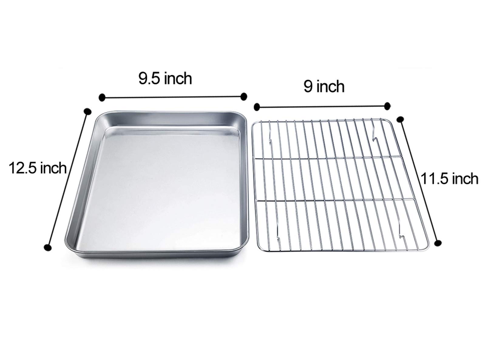 TeamFar Baking Tray and Rack Set, Stainless Steel Baking Pan Cookie Sheet with Cooling Rack, 12.5 x 10 x 1 inch, Non Toxic & Healthy, Easy Clean & Dishwasher Safe