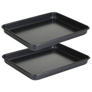 11 inch baking sheets pan nonstick set of 2, walooza 1-inch deep baking trays, 11x9 inch cookie sheet replacement toaster oven tray, non toxic & heavy duty & easy clean