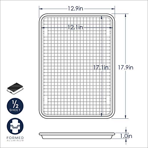 Nordic Ware - 43172AMZM Nordic Ware Half Sheet with Oven Safe Nonstick Grid, 2 Piece Set, Natural