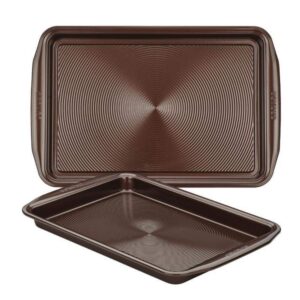 circulon nonstick bakeware set with nonstick cookie sheets / baking sheets - 2 piece, chocolate brown , set (9" x 13" & 10" x 15")