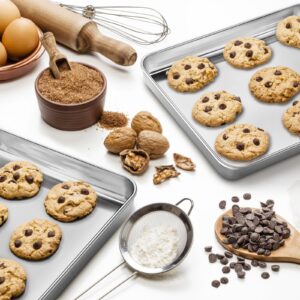 Zacfton Cookie Sheets for Baking Set of 2, Baking Sheets Stainless Steel Baking Pan, 12 Inch &10 Inch Baking Trays, Dishwasher Safe & Mirror Finish & Rust Free