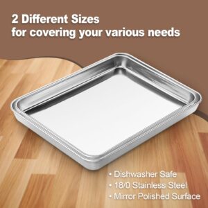 Zacfton Cookie Sheets for Baking Set of 2, Baking Sheets Stainless Steel Baking Pan, 12 Inch &10 Inch Baking Trays, Dishwasher Safe & Mirror Finish & Rust Free