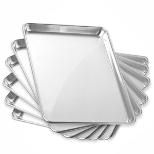 gridmann 13" x 18" commercial grade aluminum cookie sheet baking tray jelly roll pan half sheet - 6 pans