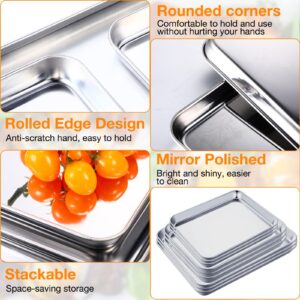 Baking Sheet Set of 6 Stainless Steel Cookie Sheet Baking Pans Set 9/10/12 Inch Baking Tray Bakeware Toaster Oven Pan, Easy Clean and Dishwasher Safe, Silver