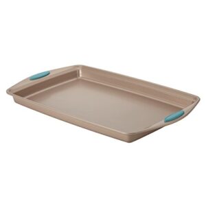 rachael ray cucina nonstick bakeware with grips, nonstick cookie sheet / baking sheet - 11 inch x 17 inch, latte brown