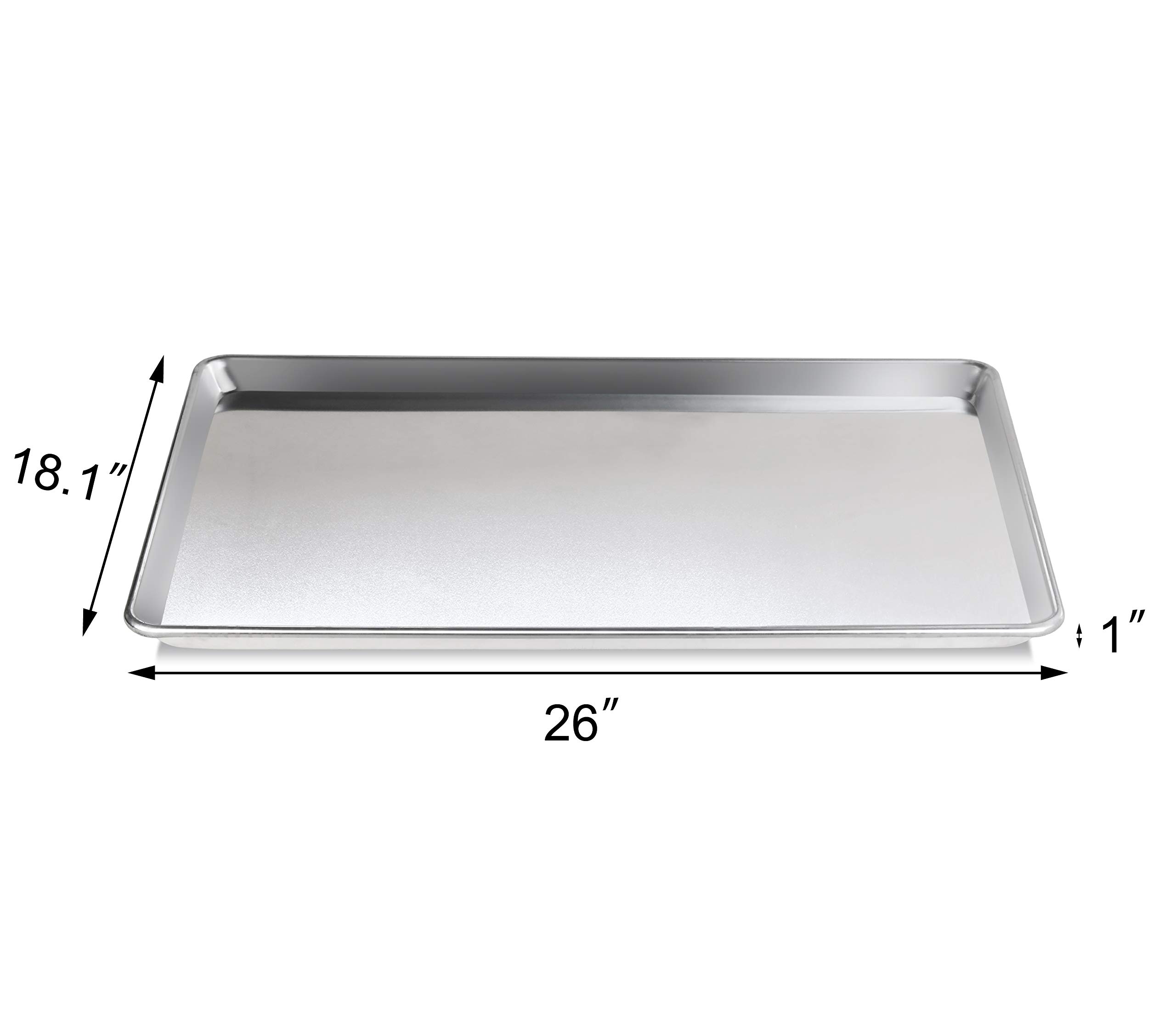 New Star Foodservice 36749 Commercial-Grade 16-Gauge Aluminum Sheet Pan/Bun Pan, 18" L x 26" W x 1" H (Full Size) | Measure Oven (Recommended)