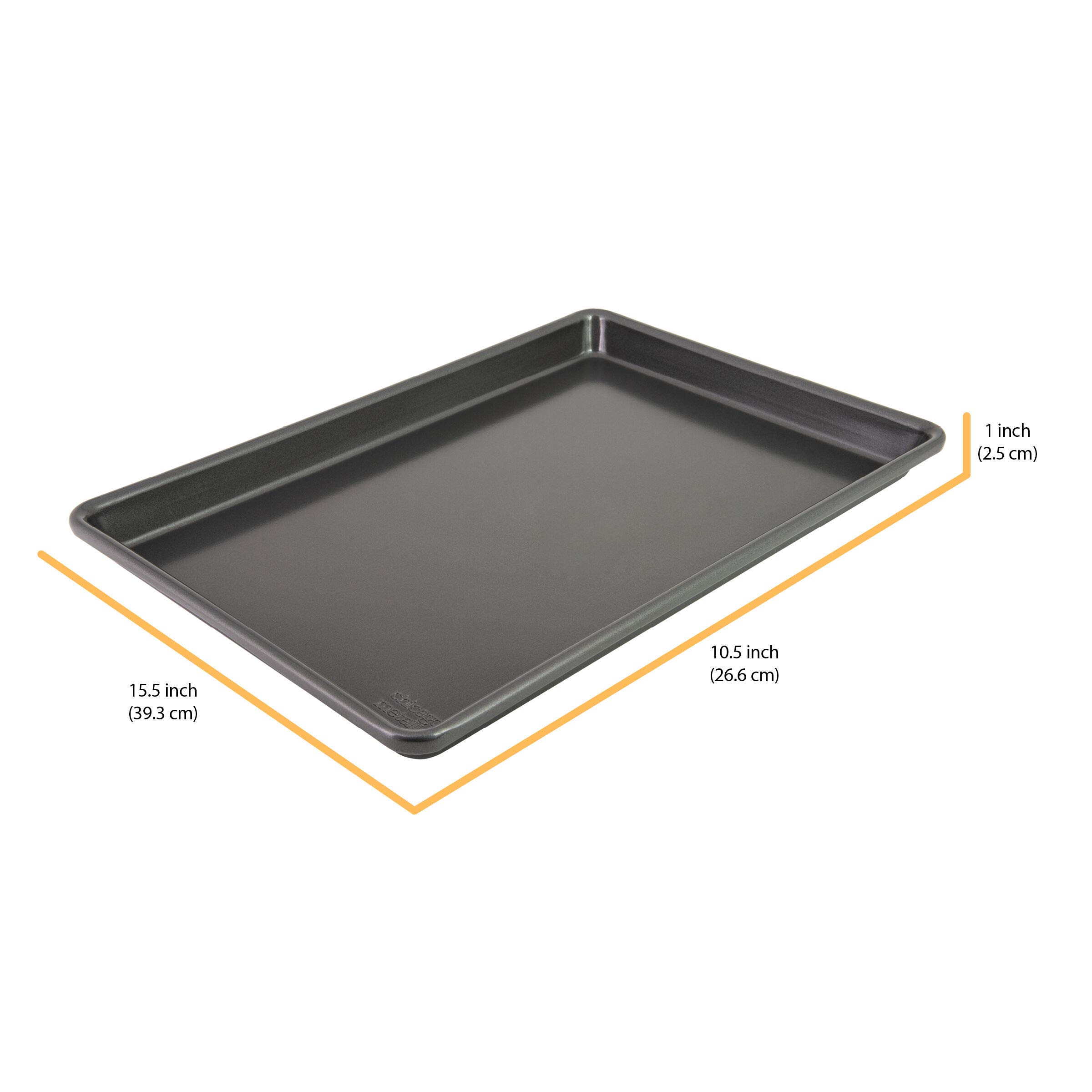 Chicago Metallic Pro Non-Stick Jelly Roll Baking Pan, 15.5-Inch, Gray