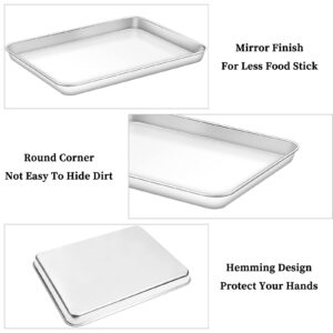 Deedro Baking Sheet with Rack Set [2 Sheets + 2 Racks], Stainless Steel Cookie Half Sheets Baking Pan Oven Tray with Cooling Rack, 12 x 10 x 1 Inch, Heavy Duty, Non-toxic, Easy Clean