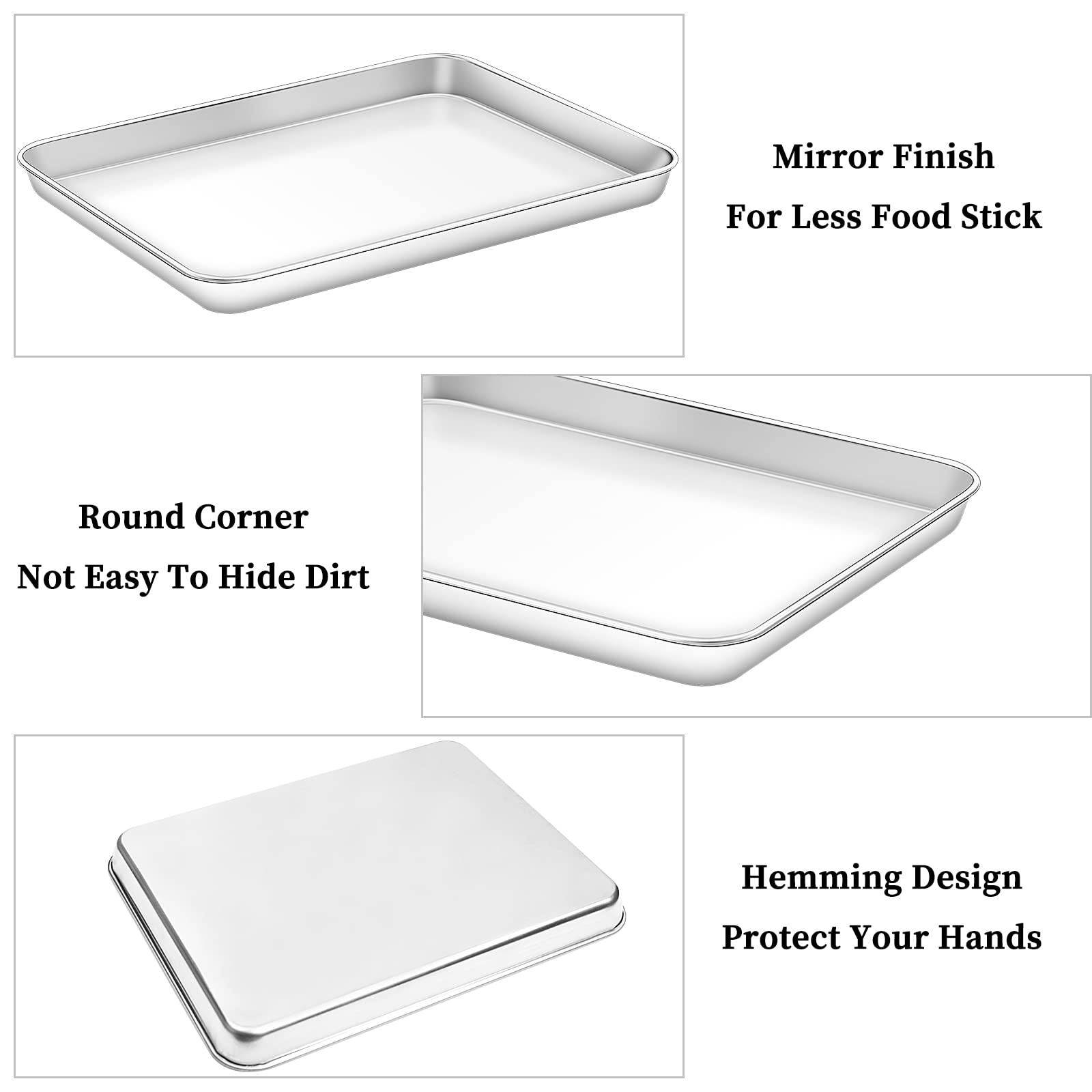 Deedro Baking Sheet with Rack Set [2 Sheets + 2 Racks], Stainless Steel Cookie Half Sheets Baking Pan Oven Tray with Cooling Rack, 12 x 10 x 1 Inch, Heavy Duty, Non-toxic, Easy Clean