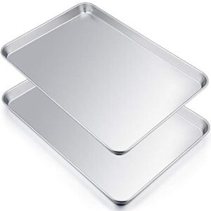 extra large baking sheet set of 2, p&p chef stainless steel bakeware cookie sheet baking pan, rectangle 19.6''x13.5''x1.2'', heavy duty & large capacity, oven & dishwasher safe