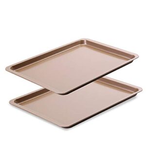 latauar premium baking sheet, bakeware set of 2, cookie sheet half sheet baking pan stainless steel, 14.5 inch x 10 inch, non toxic & healthy - 2 pack