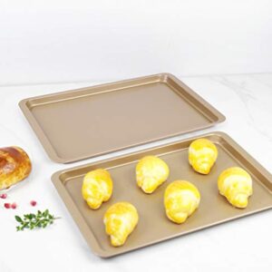 Latauar Premium Baking Sheet, Bakeware Set of 2, Cookie Sheet Half Sheet Baking Pan Stainless Steel, 14.5 Inch x 10 Inch, Non Toxic & Healthy - 2 Pack