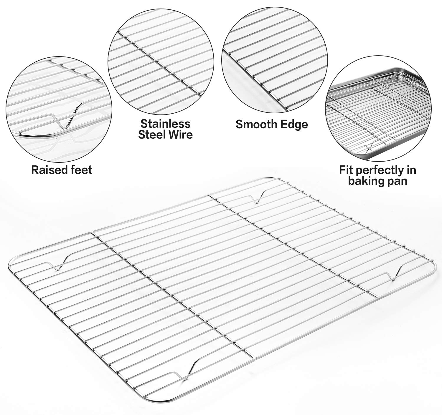 MCIRCO 8 Pcs Glass Baking Dish Set with Lids, 9 Pcs Stainless Steel Baking Sheet Tray Cooling Rack with Silicone Baking Mat Set, For Cooking, Baking