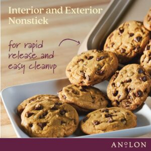 Anolon Advanced Nonstick Bakeware Cookie Pan Set/Baking Sheets with Silicone Grips, 11" x 17", Bronze