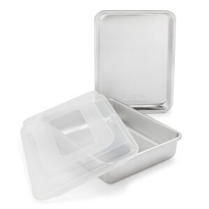 nordic ware 45339 natural aluminum commercial 3-piece baker's set, quarter sheet and cake pan