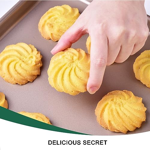 17 Inch Cookie Baking Sheet Pan Jelly Roll Pan, Nonstick Cookie Sheet for Baking, Baking Sheets for Nonstick Oven Pan, Thicker Carbon Steel Oven Baking Tray for Roasting Meat Bread Jelly Roll(Gold)