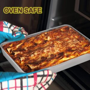 P&P CHEF Deep Baking Pan Set of 3 (12.3” & 10.4” & 9.3 Stainless Steel Baking Sheet Lasagna Rectangle Cake Pan for Oven Dishwasher Use, Non-Toxic & Heavy Duty & Easy Clean