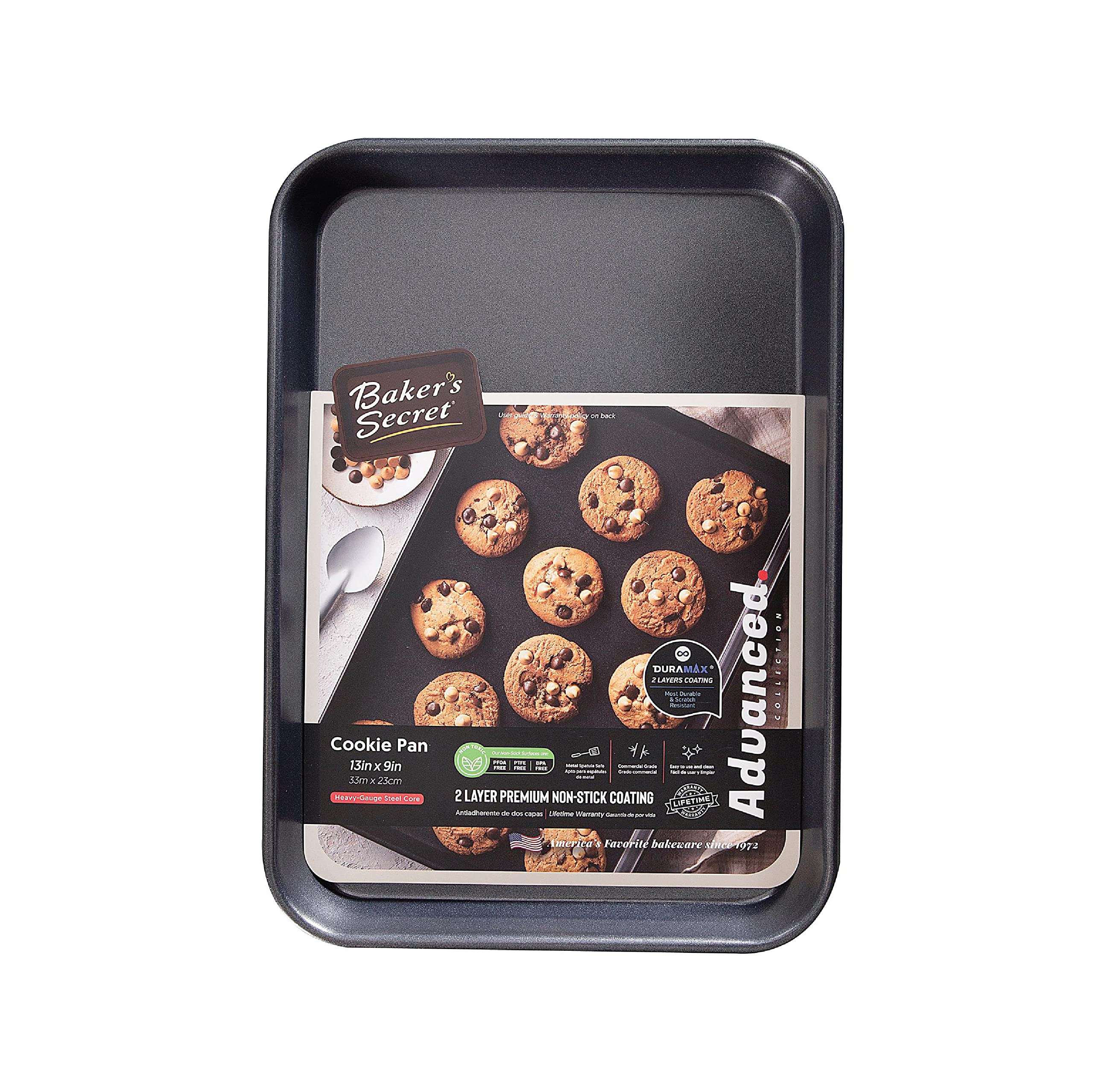 Baker's Secret Nonstick Small Size Cookie Sheet 13" x 9", Carbon Steel Small Size Cookie Tray 2 Layers Food-Grade Coating, Non-stick Cookie Sheet, Bakeware Baking Accessories - Advanced Collection