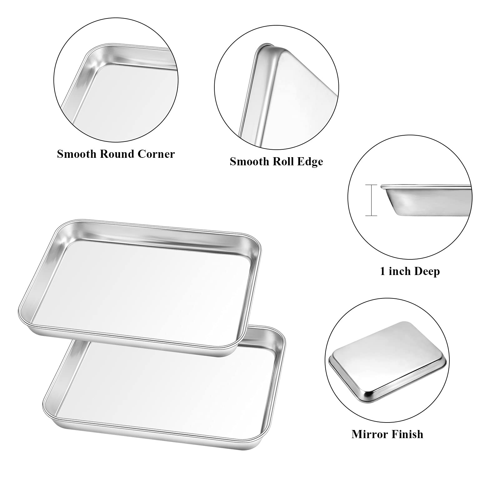 Baking Sheet with Rack Set, Yododo Set of 4 (2 Sheets + 2 Racks), Stainless Steel Cookie Sheet Baking Pan Tray with Cooling Rack, Non Toxic & Heavy Duty & Easy Clean - Size of 10 inch