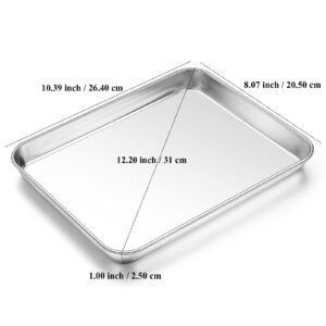 Baking Sheet with Rack Set, Yododo Set of 4 (2 Sheets + 2 Racks), Stainless Steel Cookie Sheet Baking Pan Tray with Cooling Rack, Non Toxic & Heavy Duty & Easy Clean - Size of 10 inch