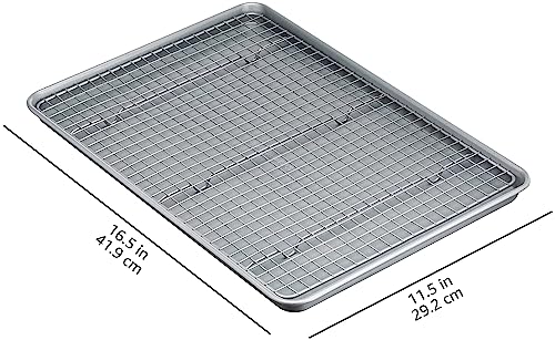 Amazon Basics Nonstick Baking Sheet & Cooling Rack Set, Half Sheet Size - 1 Pack, Gray