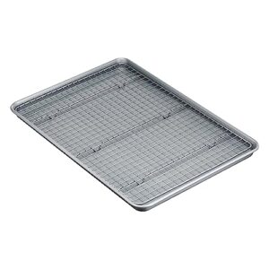 amazon basics nonstick baking sheet & cooling rack set, half sheet size - 1 pack, gray