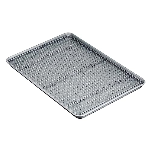 Amazon Basics Nonstick Baking Sheet & Cooling Rack Set, Half Sheet Size - 1 Pack, Gray