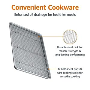 Amazon Basics Nonstick Baking Sheet & Cooling Rack Set, Half Sheet Size - 1 Pack, Gray