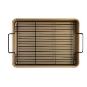 nordic ware high-sided oven crisp baking tray nonstick bakeware, half sheet