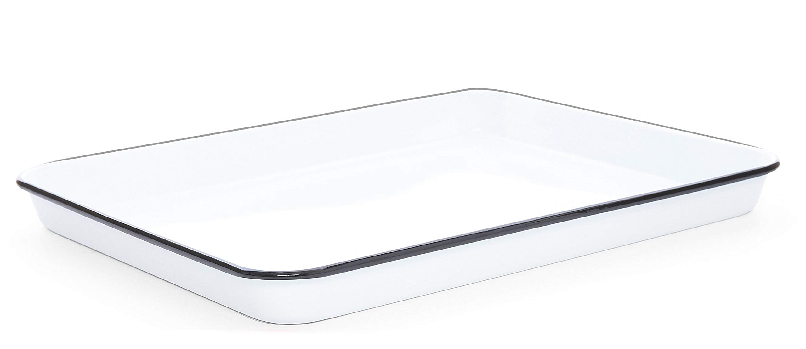 Enamelware Jelly Roll Pan, 16 x 12.25 inches, Vintage White/Black