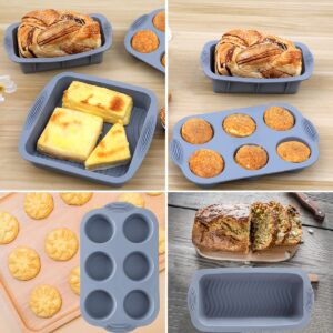 10in1 Nonstick Silicone Baking Cake Pan Cookie Sheet Molds Tray Set for Oven, BPA Free Heat Resistant Bakeware Suppliers Tools Kit for Muffin Loaf Bread Pizza Cheesecake Cupcake Pie Utensil