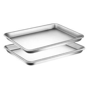 nutrichef non stick baking sheets, cookie pan aluminum bakeware, professional quality kitchen cooking non-stick bake trays with silver coating inside and outside, 1 pair of pans