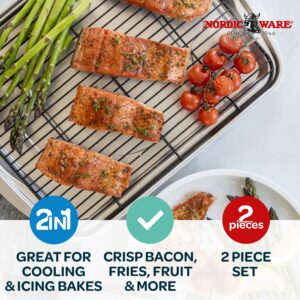 Nordic Ware Oven Crisp Baking Tray and Nordic Ware Natural Aluminum Commercial Baker's Half Sheet 2-Pack