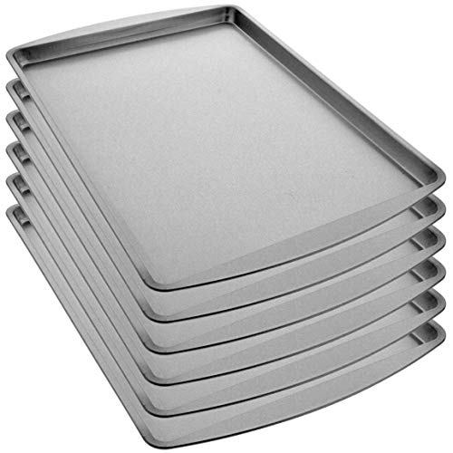 Tribello Half Cookie Sheet Pan 15 X 10 Inch Cake Pan For Baking Aluminum - Pack of 6